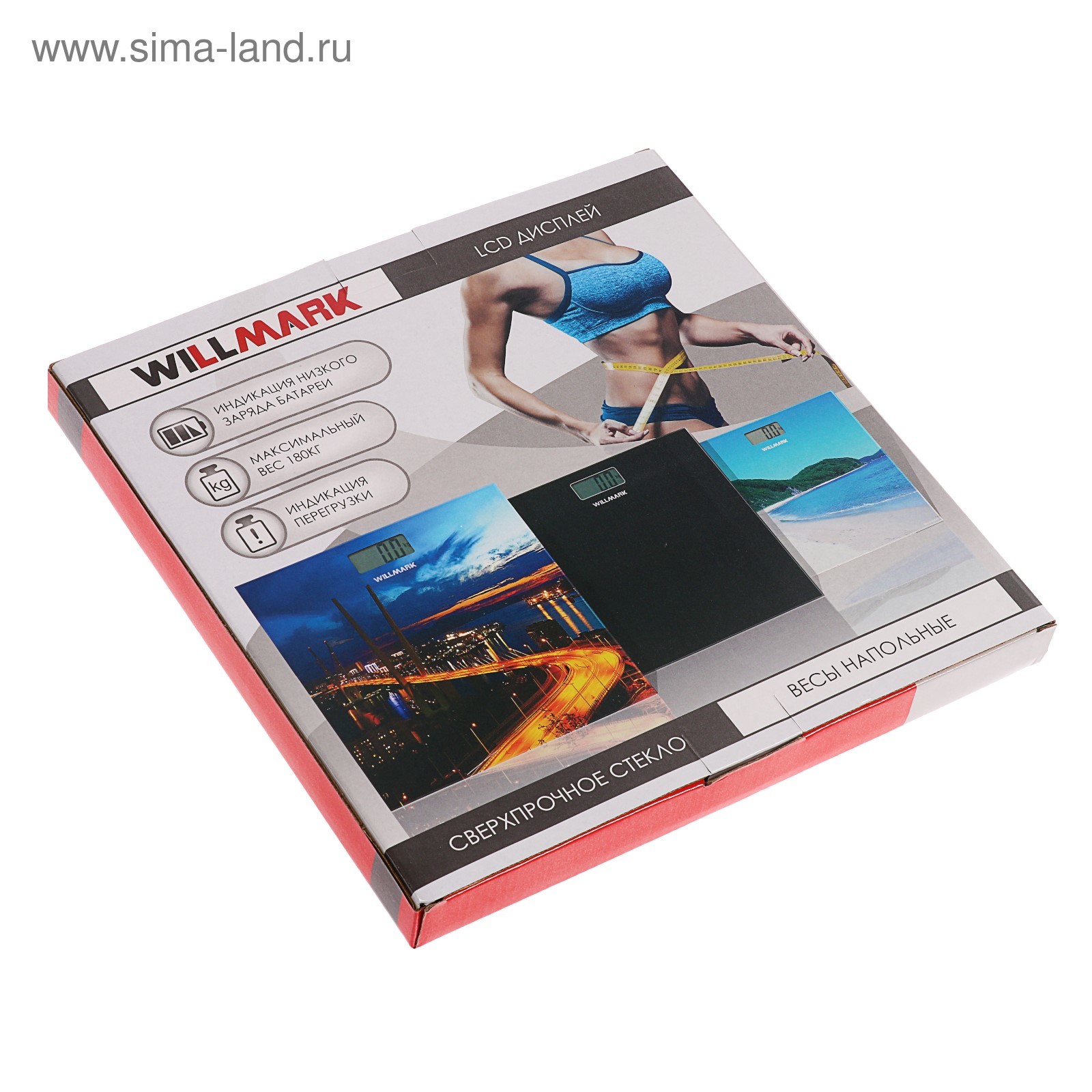 Весы напольные Willmark WВS-1811D элек.стеклянные, до 180 кг, ЖК ...